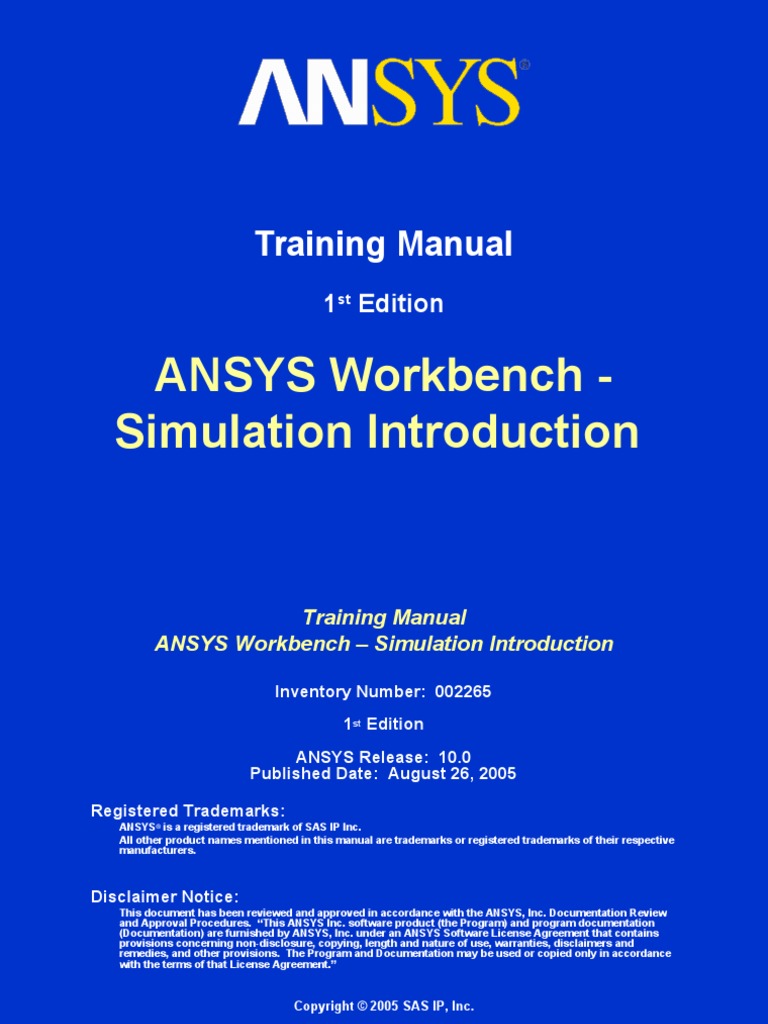 ANSYS Workbench - Simulation Introduction: Training Manual | PDF ...
