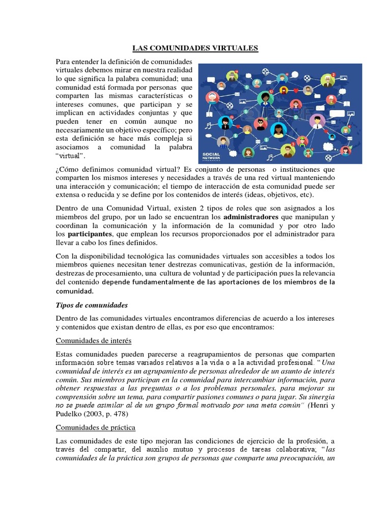 Tipos y Definición de Comunidades Virtuales | PDF | Comunidad | Información