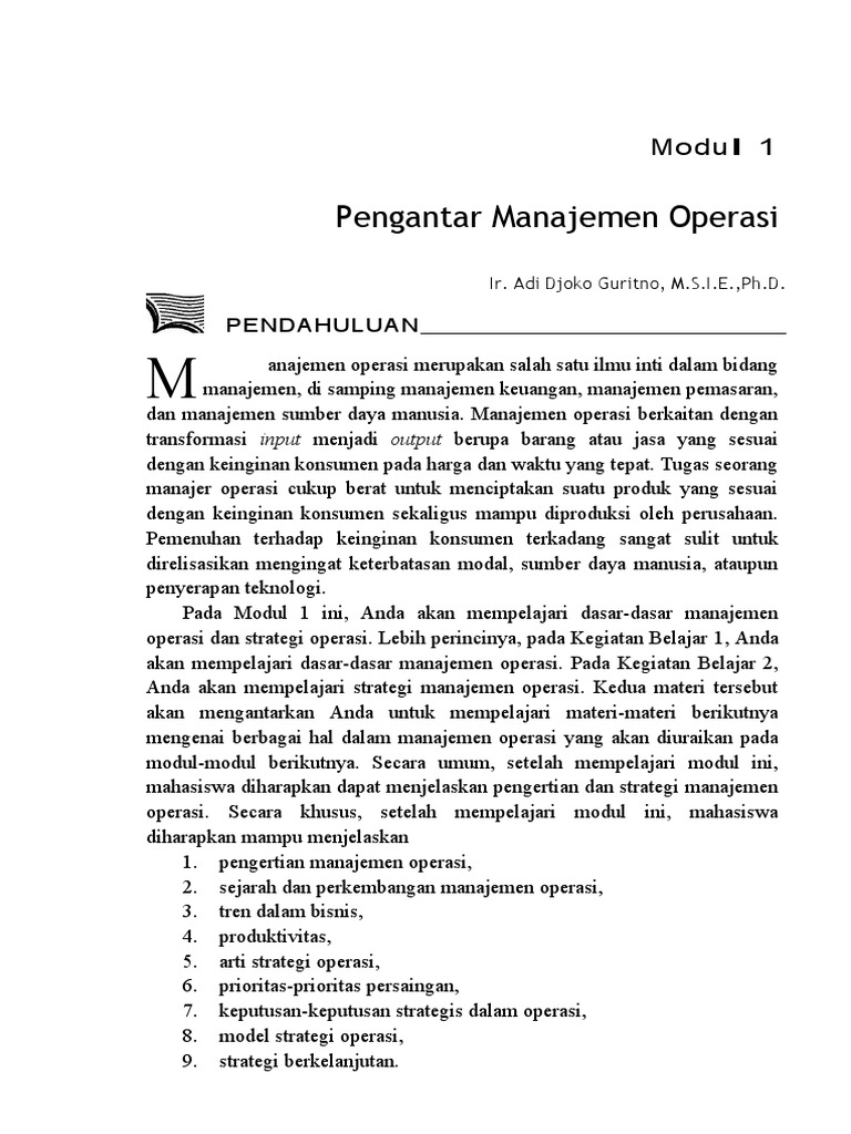 UT - Modul Managemen Operasional | PDF