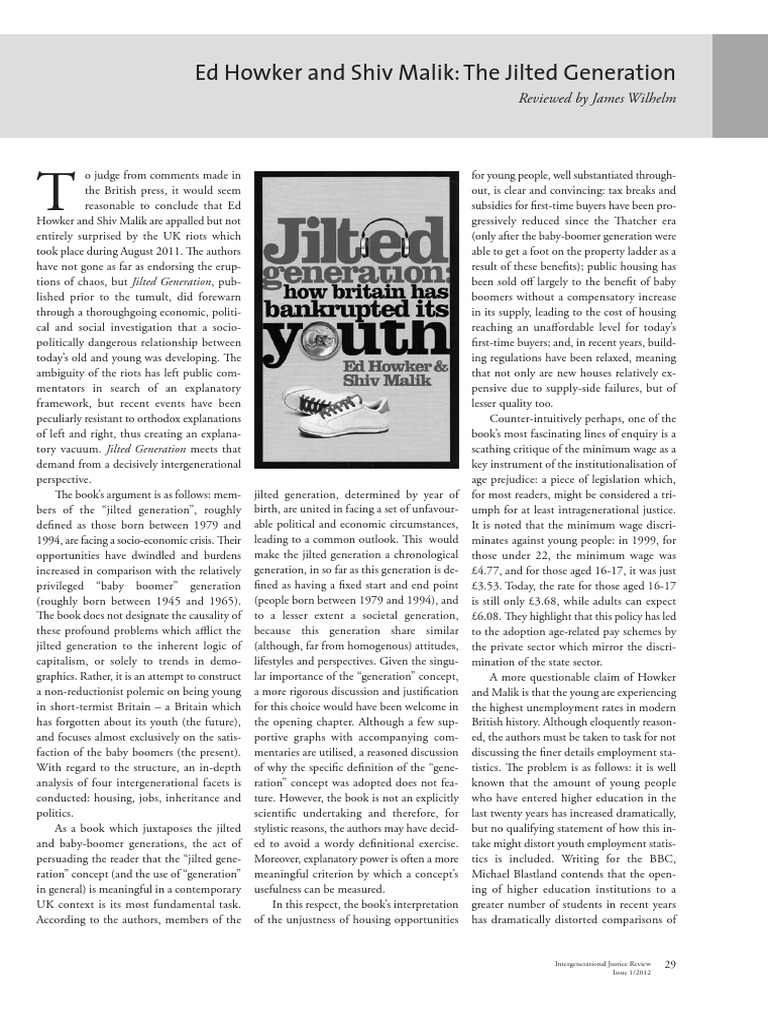 Ed Howker and Shiv Malik: The Jilted Generation: Reviewed by James ...