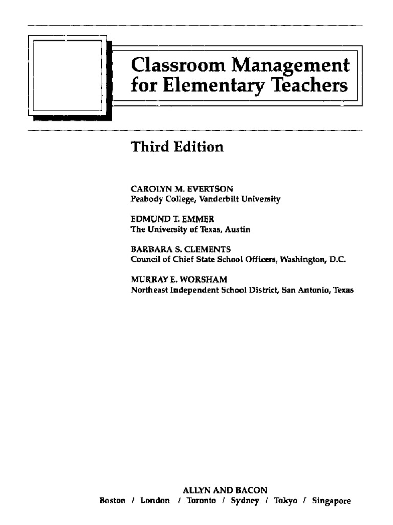 Classroom Management For Elementary Teachers: Third Edition | PDF ...