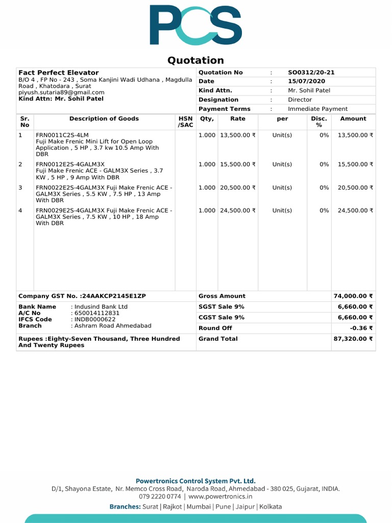 Fuji Lift Quotation for Elevator Parts | PDF | Private Law | Business Law