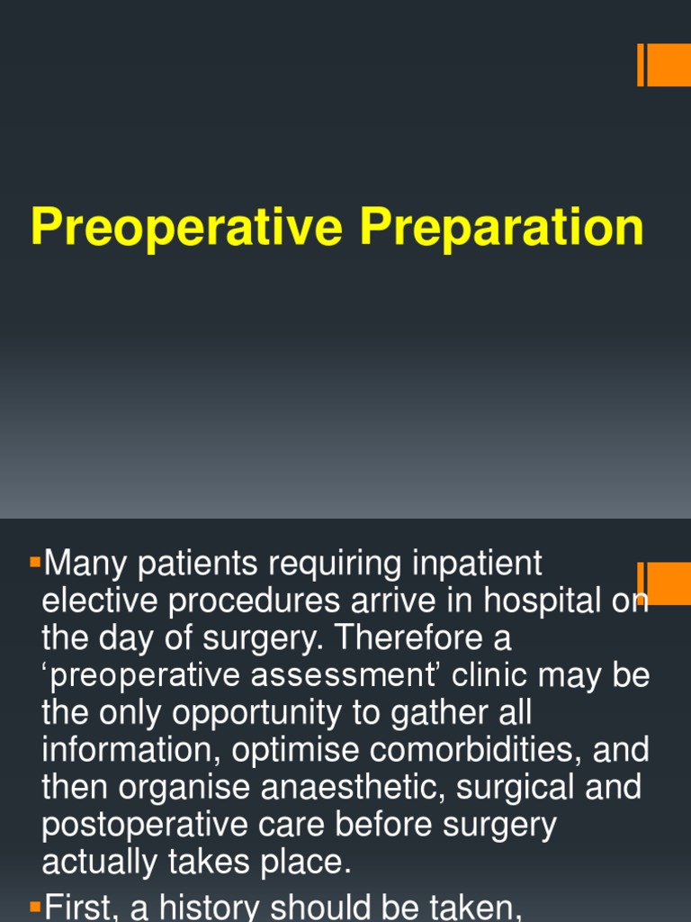 Preoperative Preparation | PDF | Cardiology | Bleeding