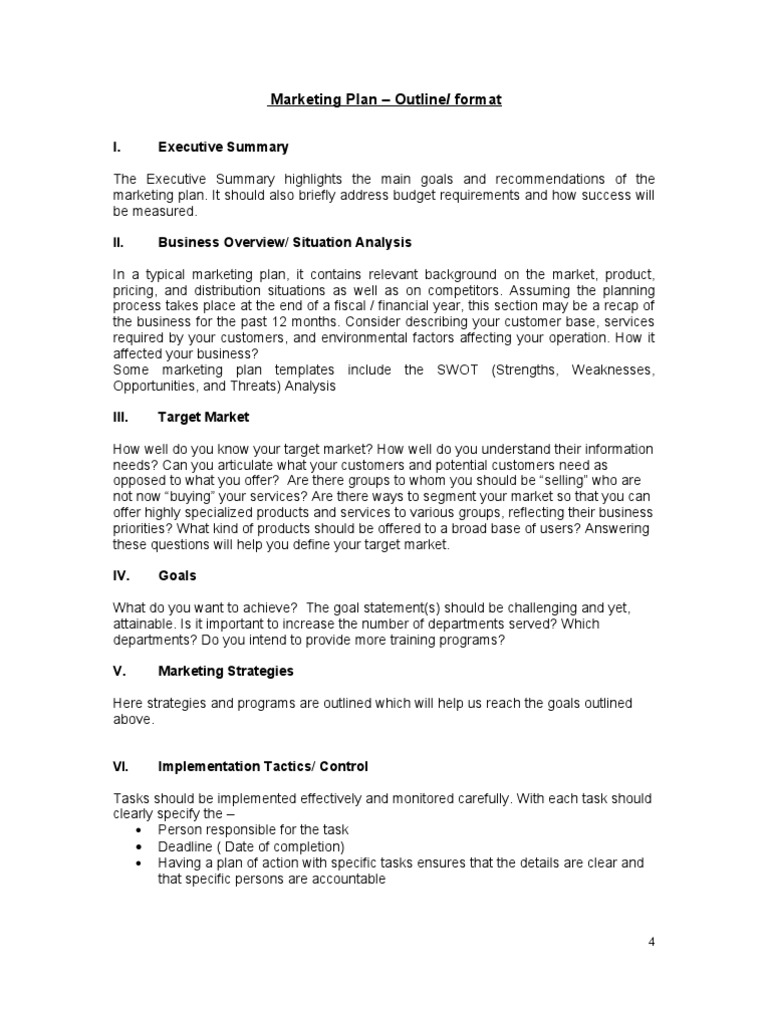 Contents of A Marketing Plan | PDF | Marketing | Market (Economics)