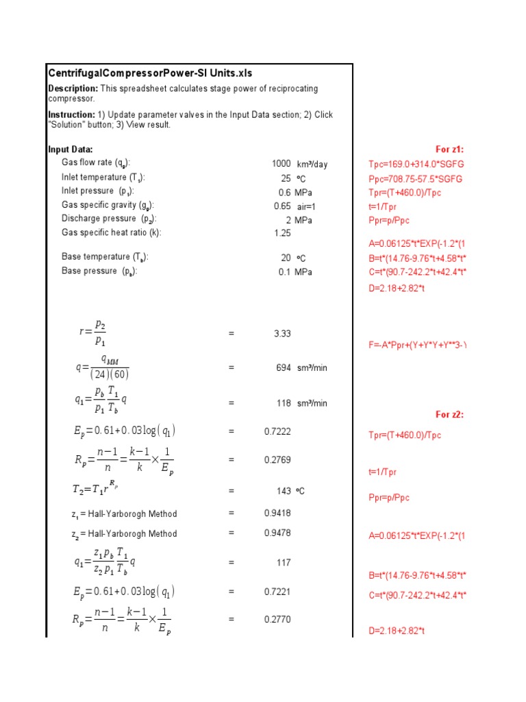CentrifugalCompressorPower-SI Units | PDF | Continuum Mechanics | Gas ...