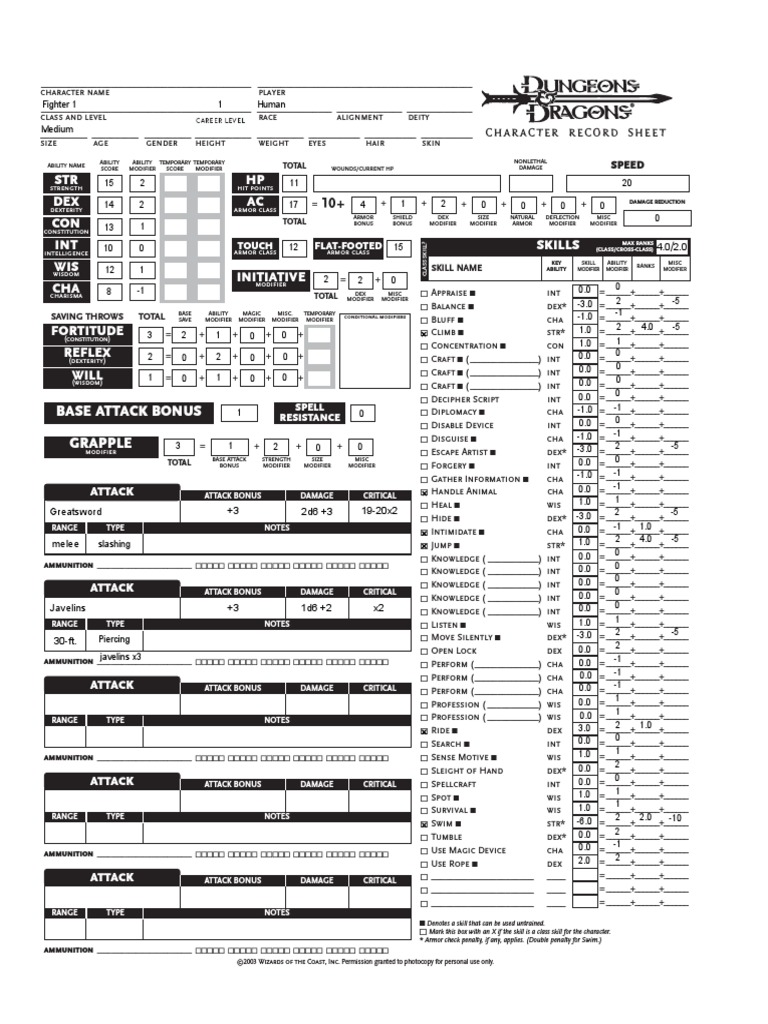 Human Fighter (Great-Weapon) | PDF | Role Playing Games | Leisure