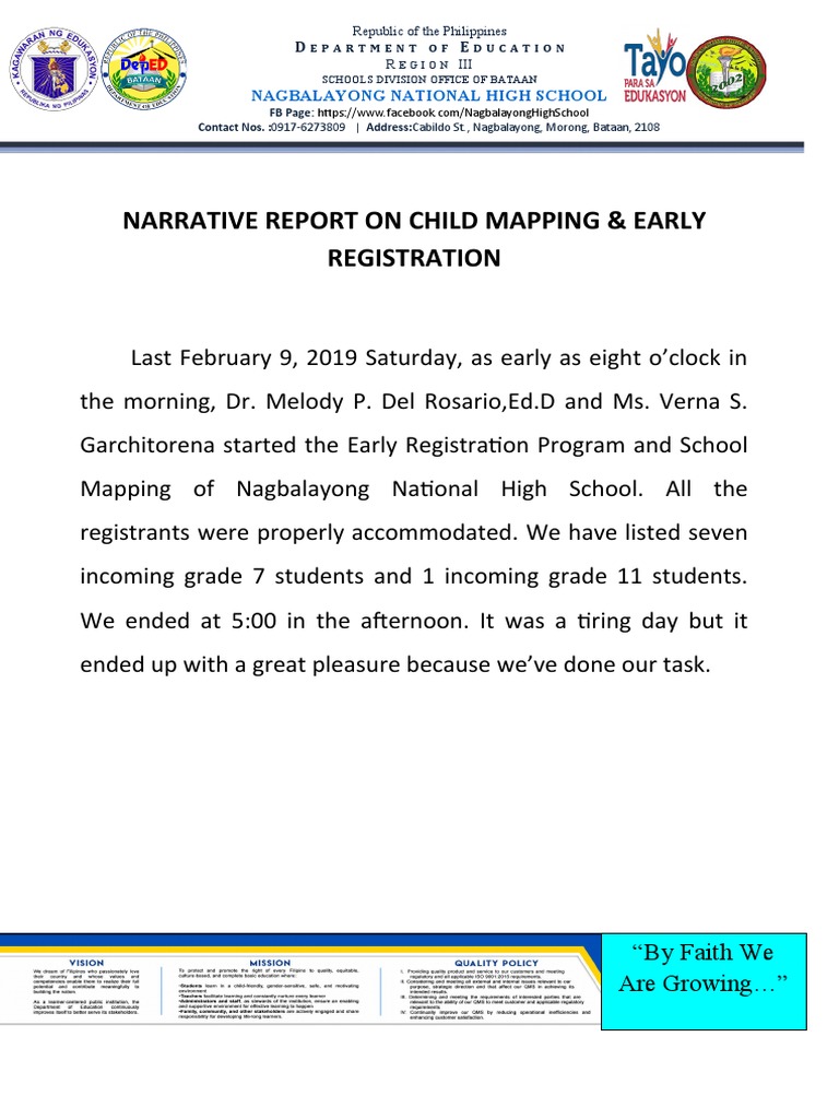 Narrative Report Front Page | PDF