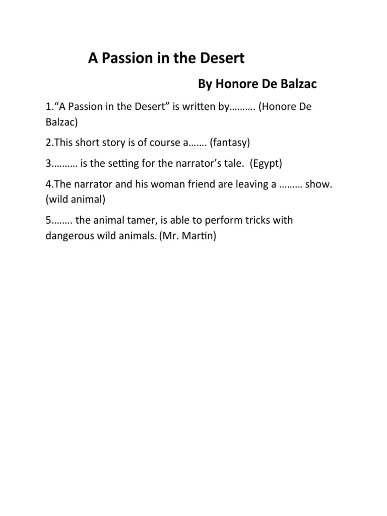 A Passion in The Desert | PDF