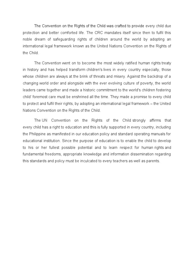 UN Convention on Children's Rights Explained | PDF | Social Science