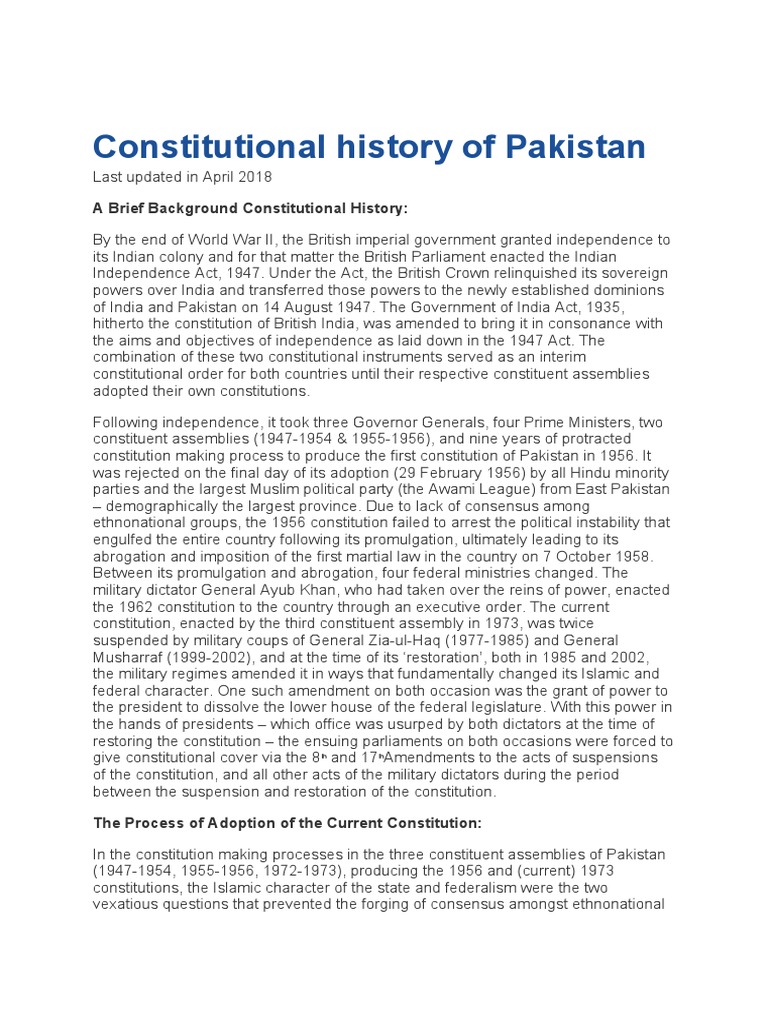 Constitutional Evolution of Pakistan | PDF | Bill (Law) | Cabinet ...