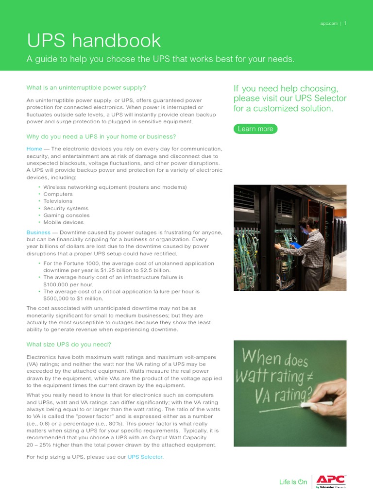 UPS Handbook: A Guide To Help You Choose The UPS That Works Best For ...