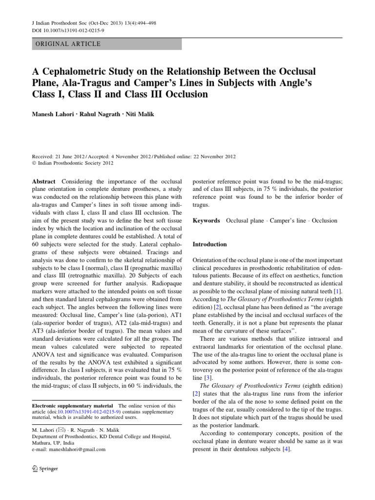 Determining the Posterior Reference Point of the Ala-Tragus Line for ...