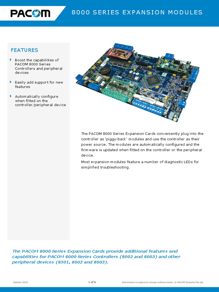 PACOM 8000 Series Expansion Modules Datasheet | PDF | Data Transmission ...