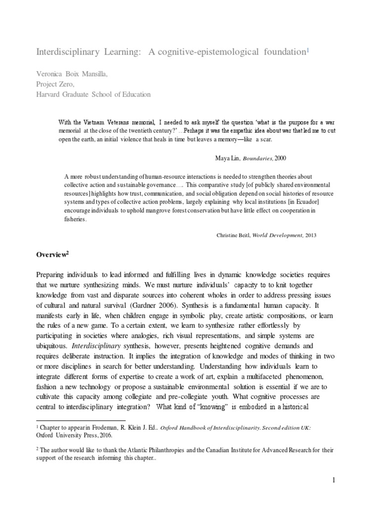 Interdisciplinary Learning Foundations | PDF | Interdisciplinarity ...