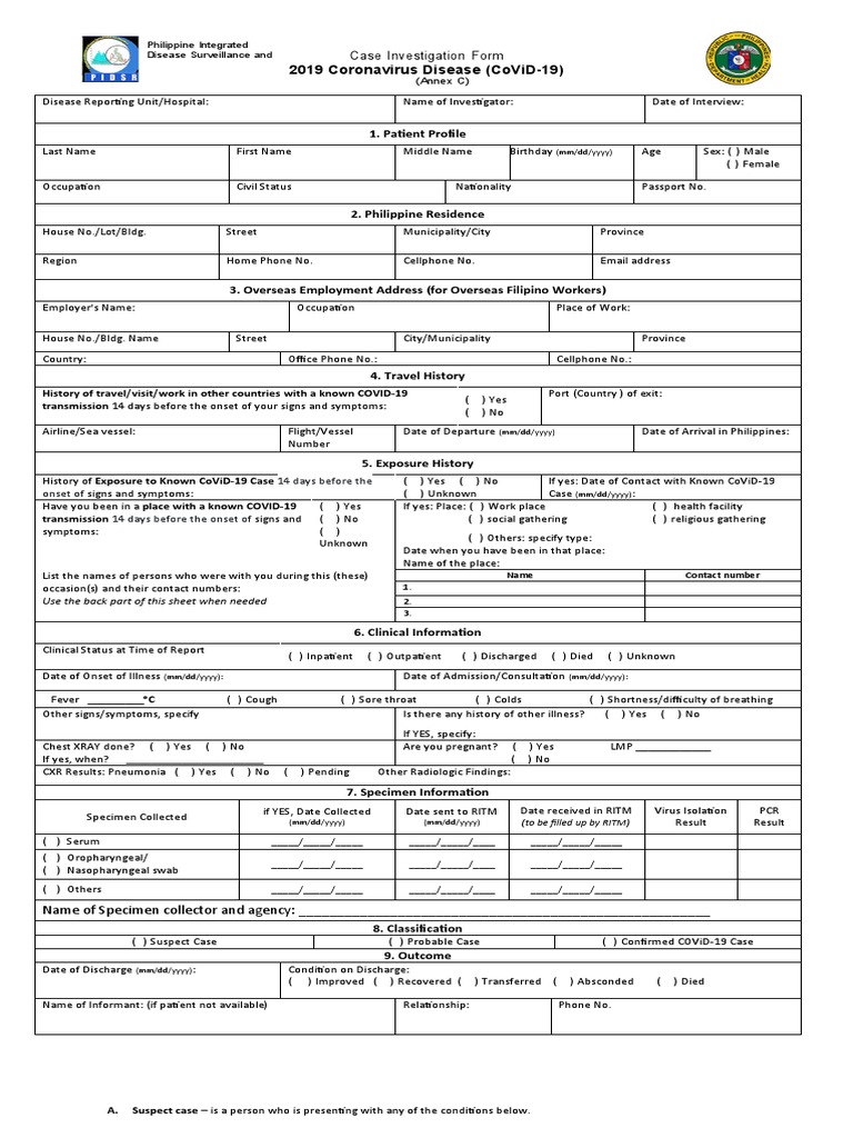 New Cif Form | PDF | Common Cold | Medical Specialties