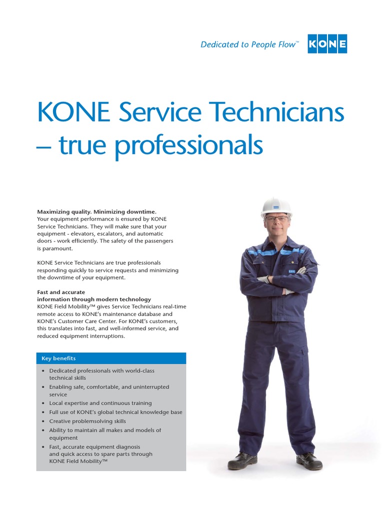 Kone Service Technician Factsheet - tcm92 18804 PDF | PDF | Elevator ...
