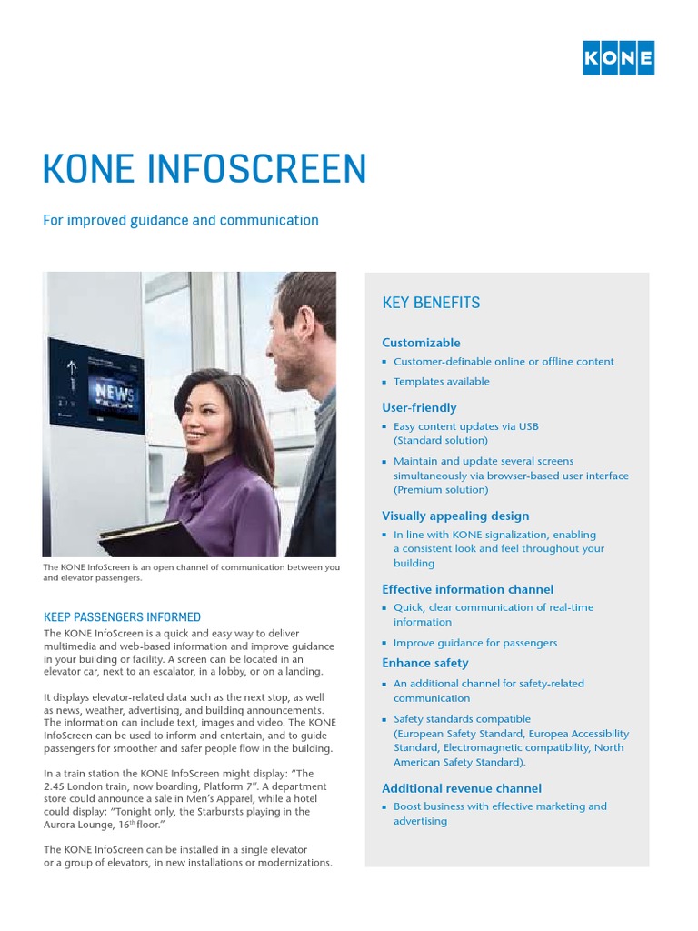 Kone Infoscreen: For Improved Guidance and Communication | PDF | Online ...