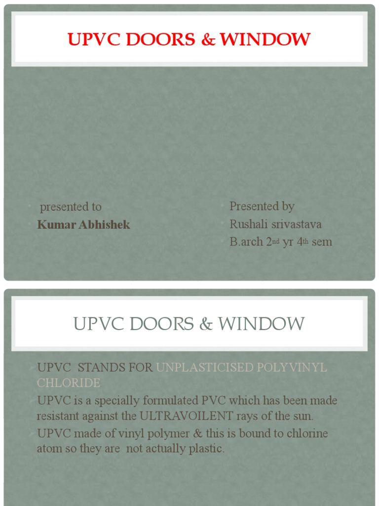 UPVC Doors and Windows Overview | PDF | Polyvinyl Chloride ...