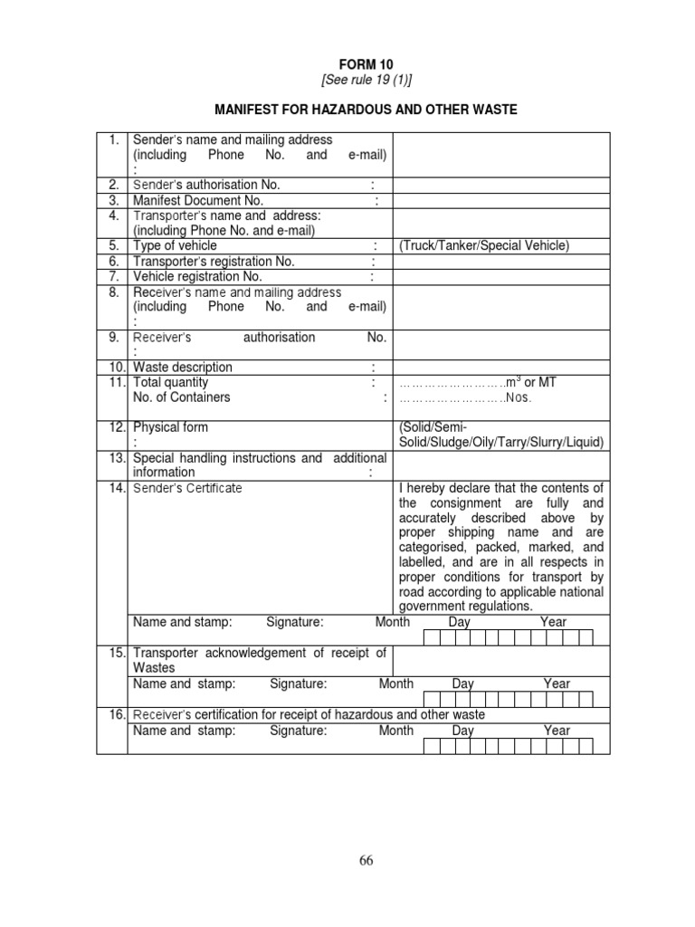 Form 10: (See Rule 19 (1) ) | Download Free PDF | Waste | Pollution