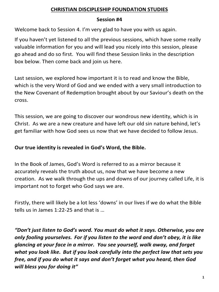 Christian Discipleship Foundation Studies Session 4 | Download Free PDF ...