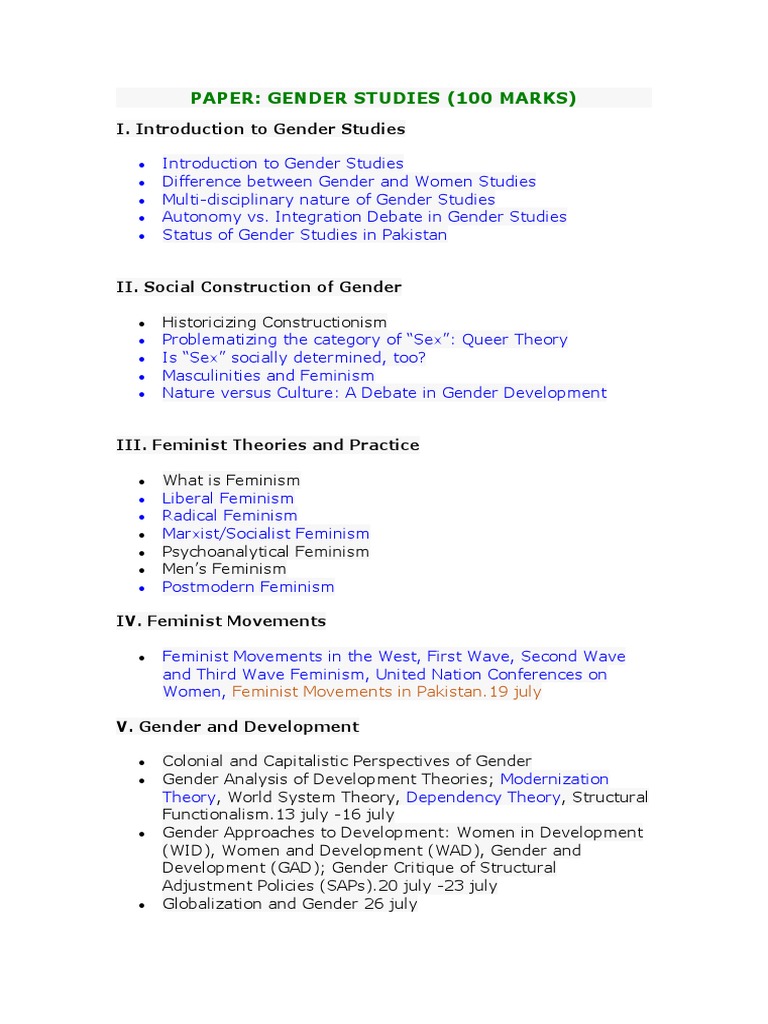 Gender Studies Time Table Till 12 Aug | PDF | Gender | Gender Studies