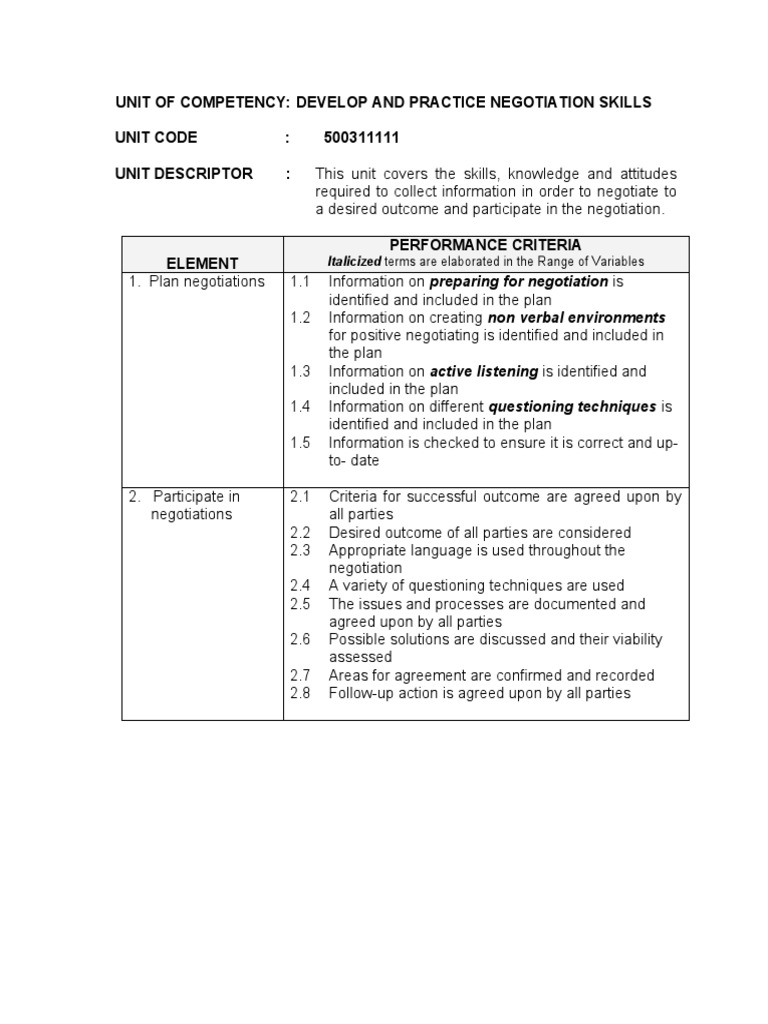 Develop and Practice Negotiation Skills | PDF