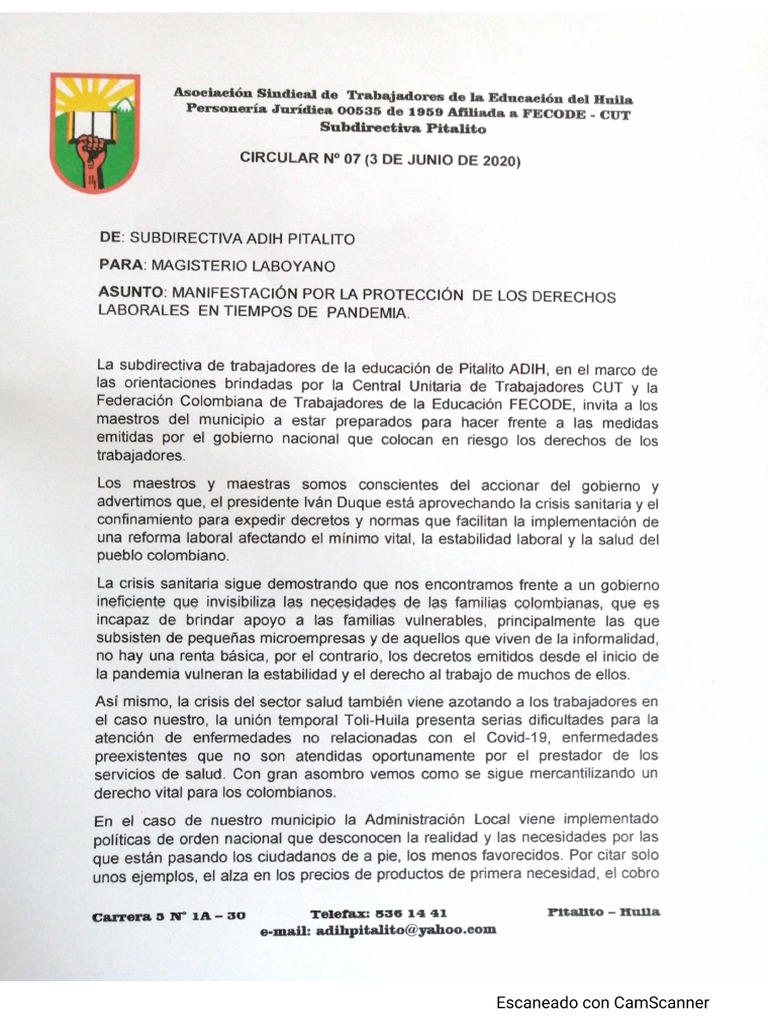 Circular No 7 Adih Pitalito | PDF