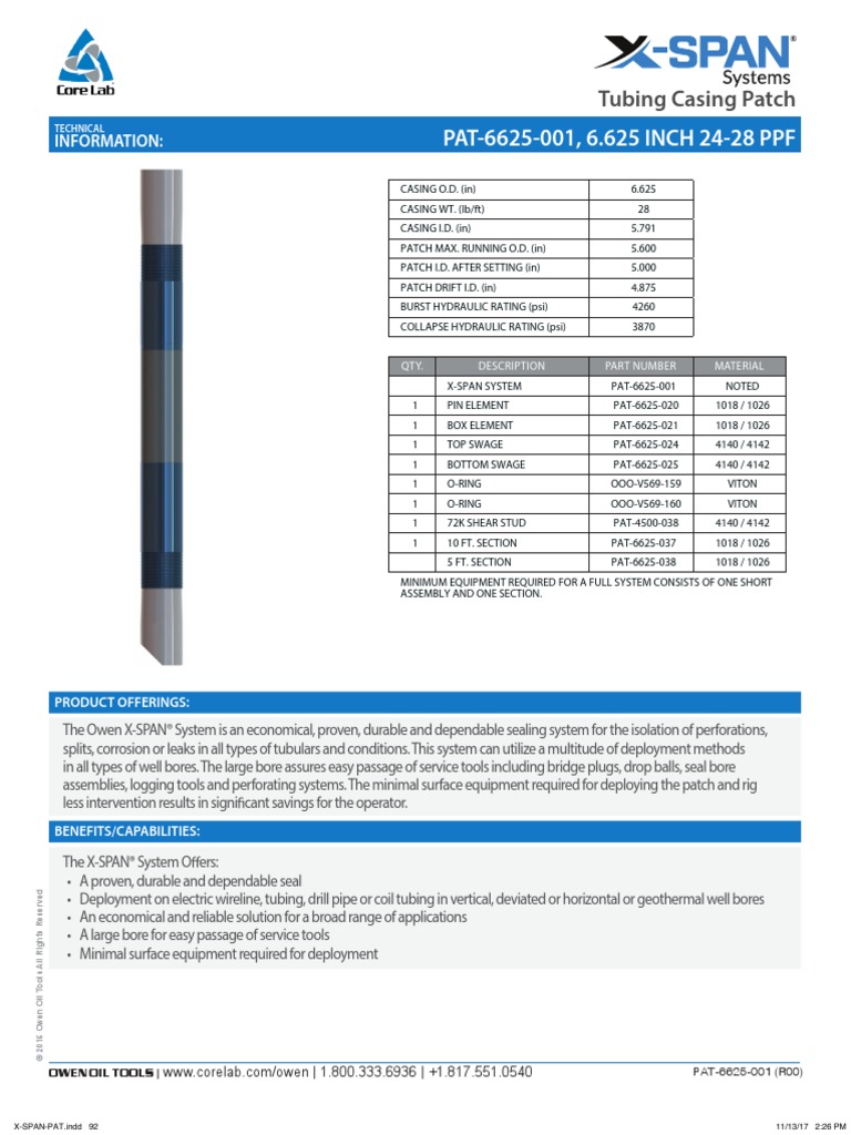 6.625in CSG PATCH | PDF | Casing (Borehole) | Pipe (Fluid Conveyance)