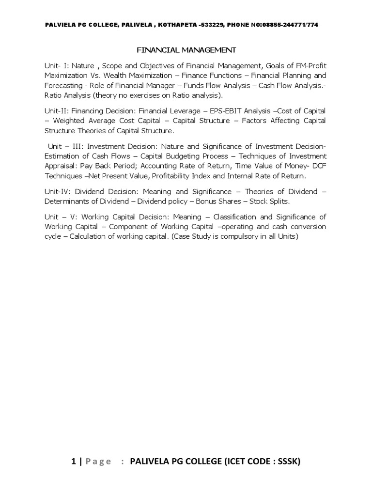 Financial Management | PDF | Leverage (Finance) | Dividend