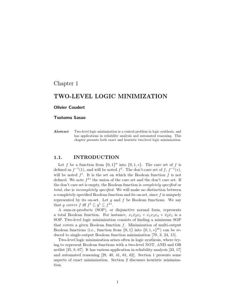 Two-Level Logic Minimization Techniques | PDF | Mathematical Optimization | Mathematical Logic