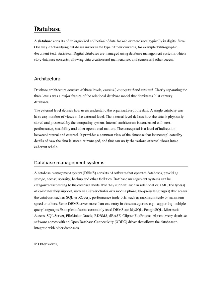 Database | PDF | Database Index | Databases