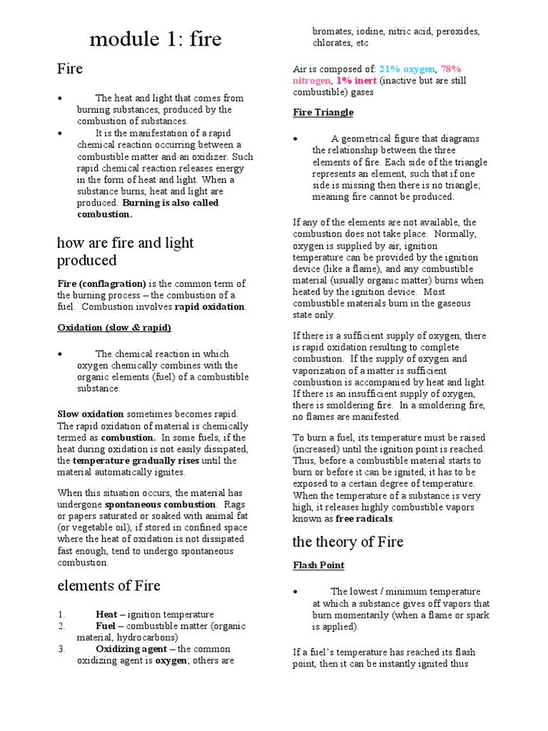 Module 1: Fire | PDF | Combustion | Explosion