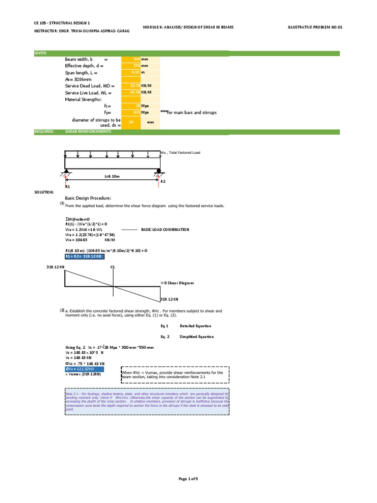 Shear Design | PDF | Beam (Structure) | Shear Stress