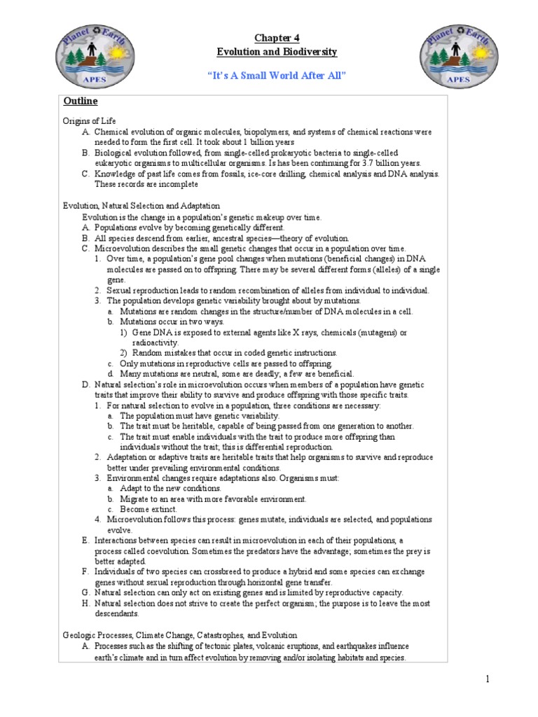4 - Evolution Biodiversity | PDF | Evolution | Species