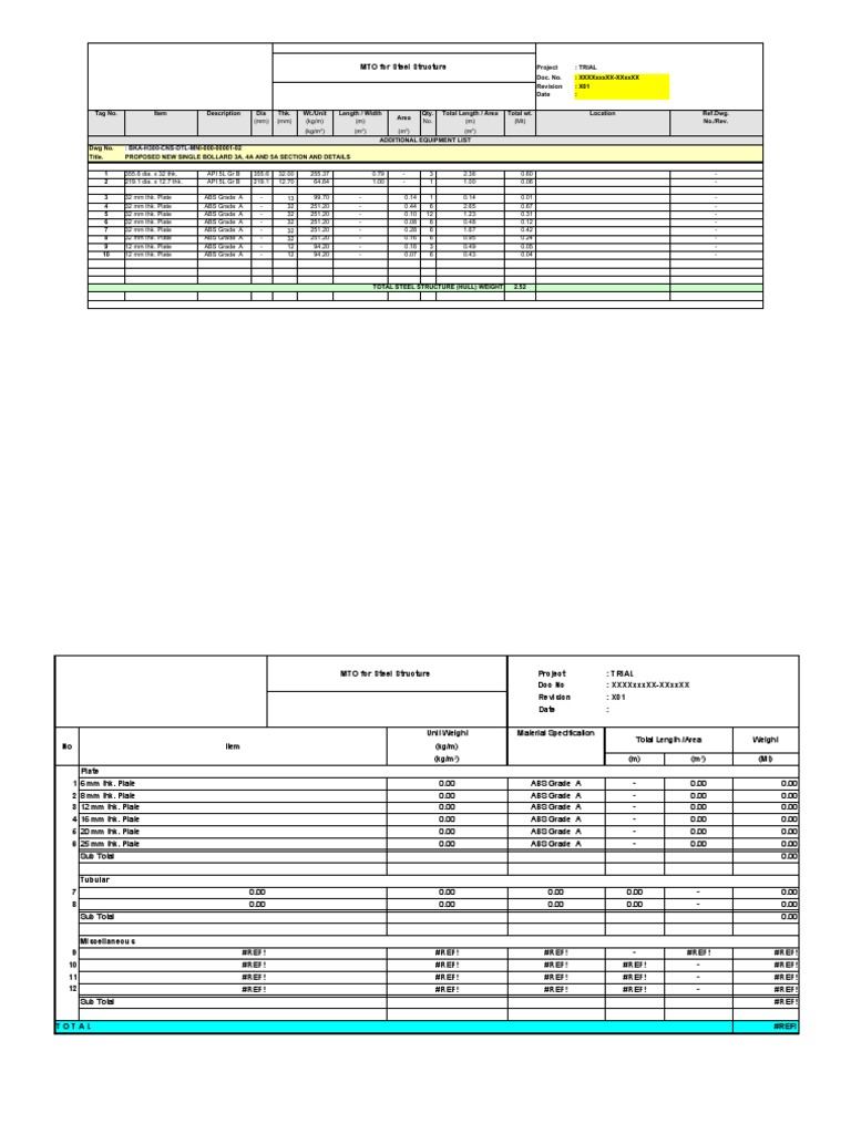 COntoh XLS MTO | Nature