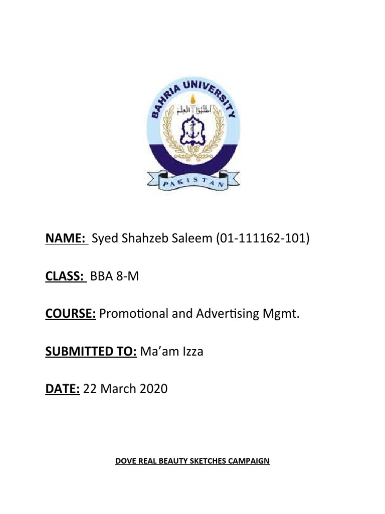 NAME: Syed Shahzeb Saleem (01-111162-101) Class: Bba 8-M COURSE ...