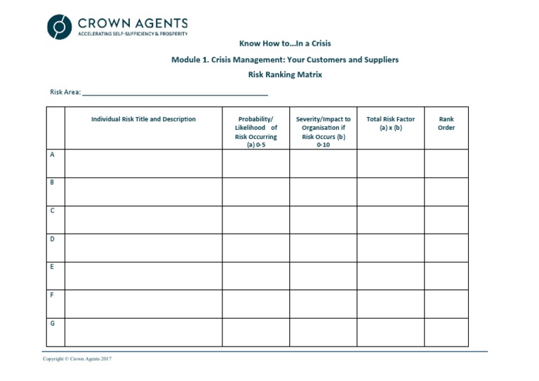 Risk Ranking Matrix Worksheet | PDF