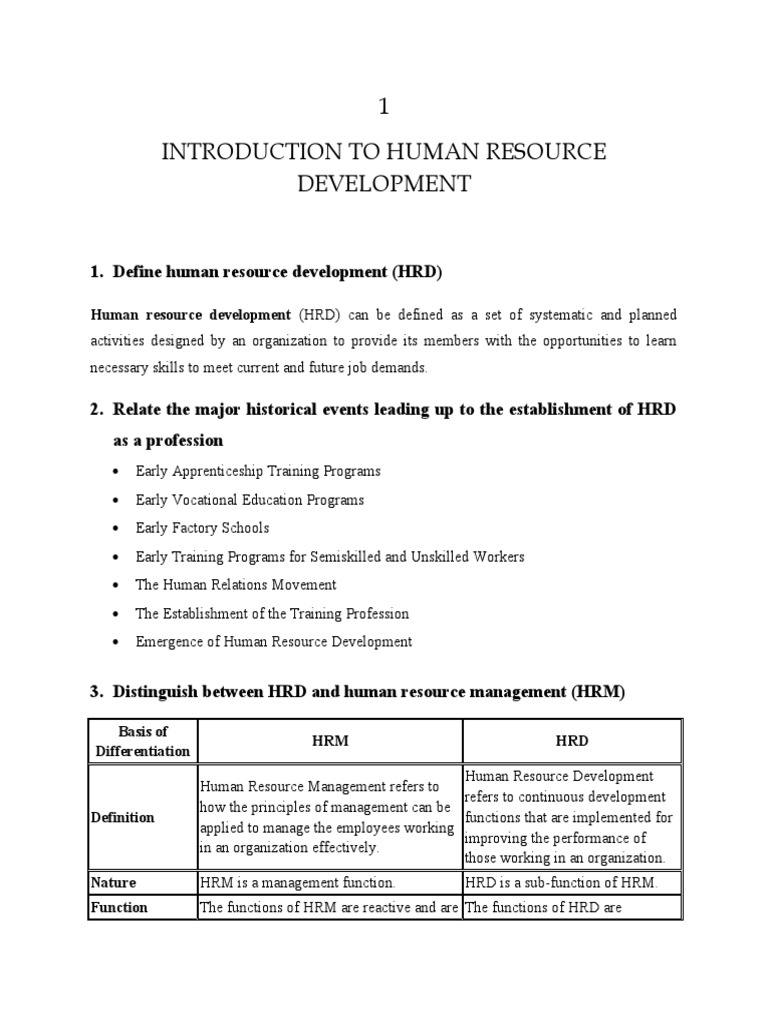 Human Resource Development - Chapter 1 | PDF | Organization Development ...