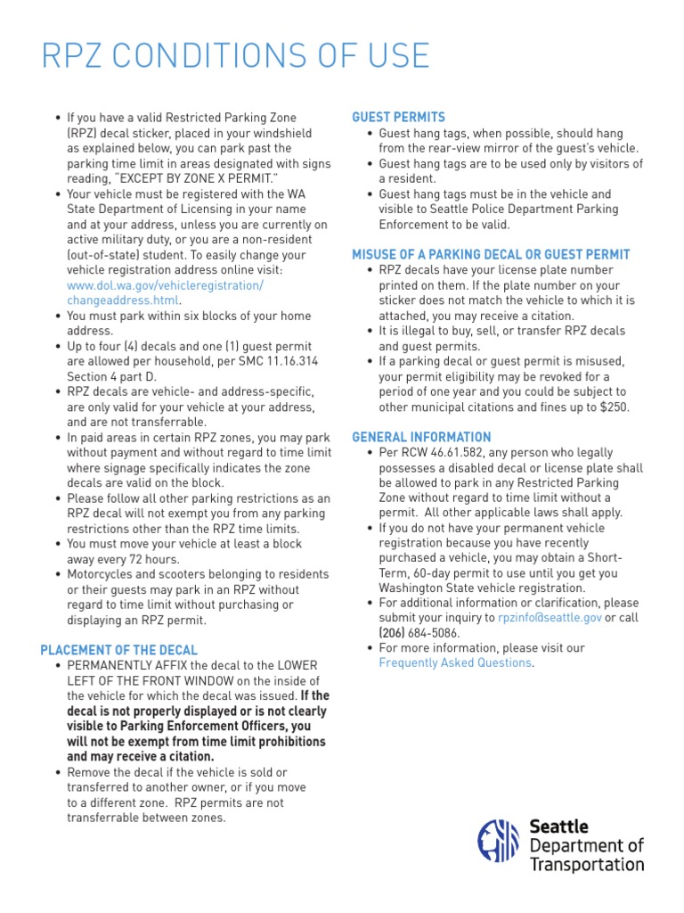 RPZ Conditions Flyer | PDF | Vehicle Registration Plate | Government
