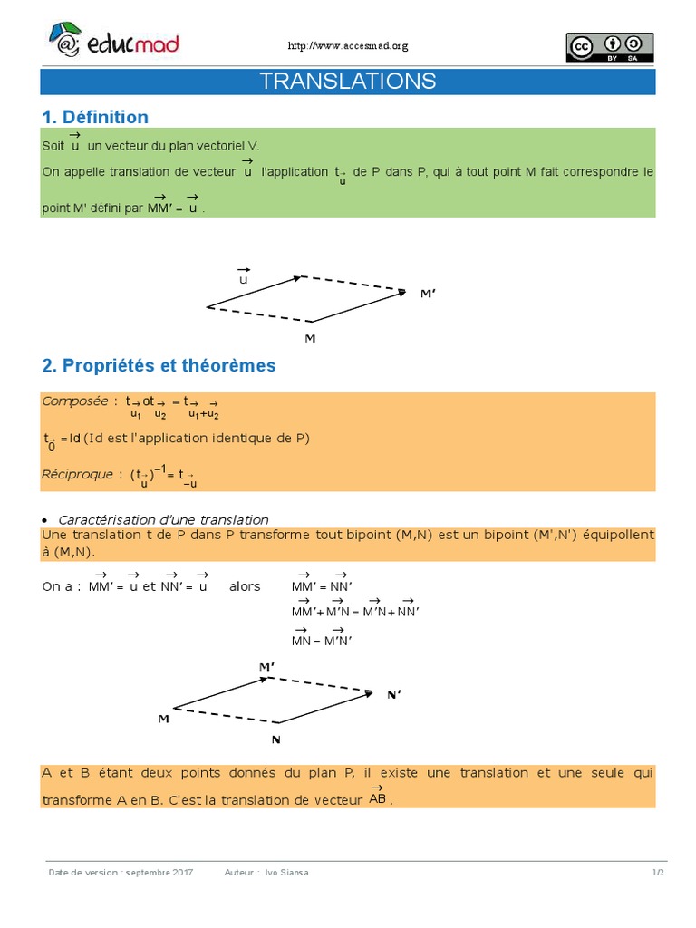 Applications Affines - 2 - Translation | PDF | Droite (mathématiques ...