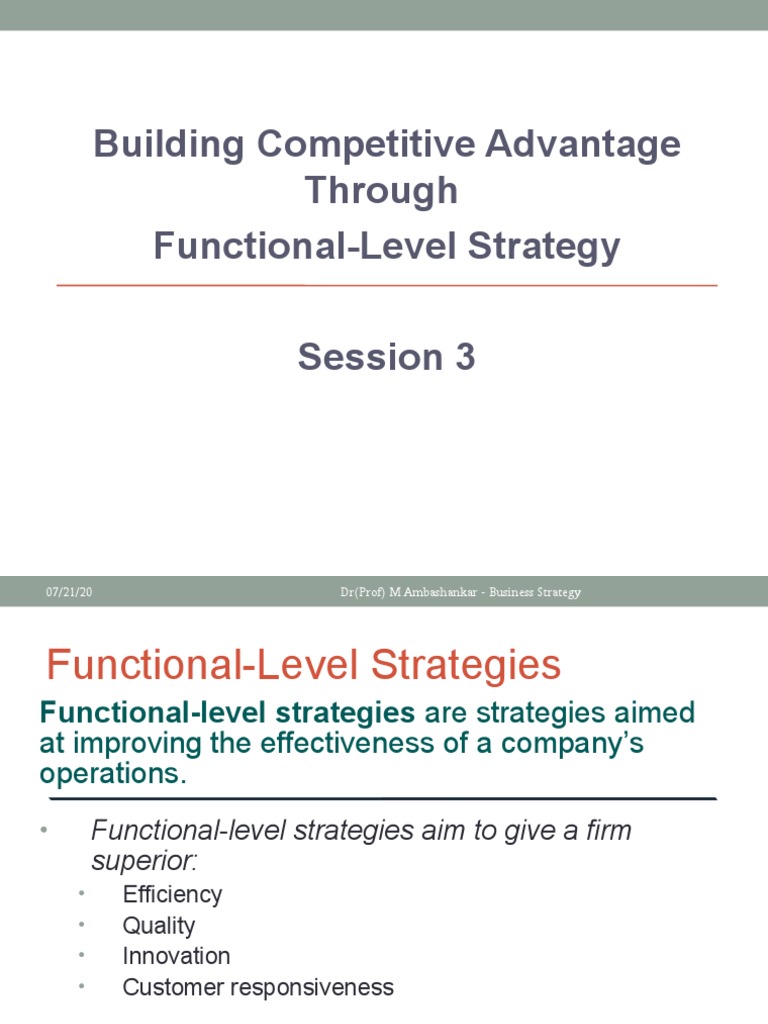 Functional Level Strategies | PDF | Strategic Management | Innovation