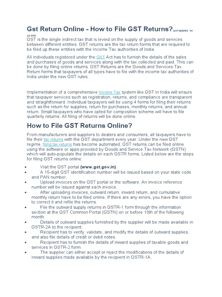 GST Return & Filing | PDF | Value Added Tax | Taxes