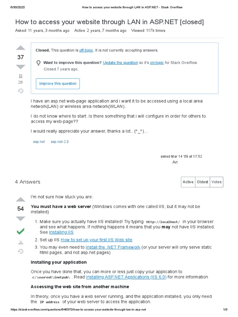 How To Access Your Website Through Lan In Asp Net Stack Overflow Pdf Internet 2459