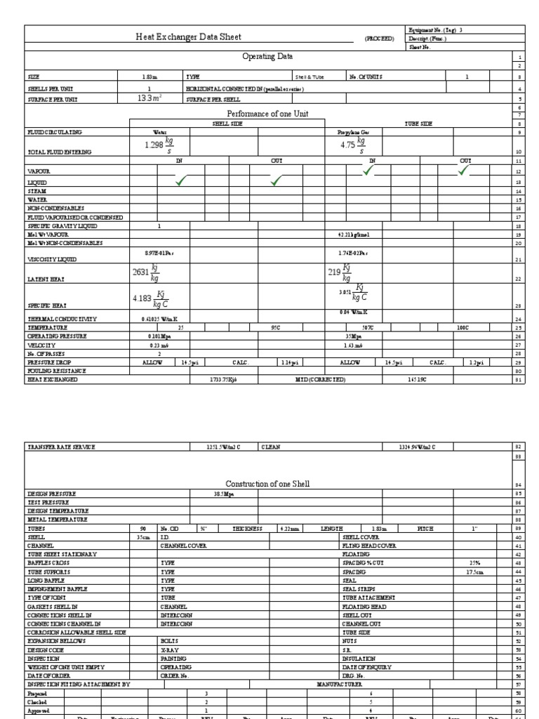 Heat Exchanger Data Sheet HX3 | PDF | Heat Exchanger | Pipe (Fluid ...