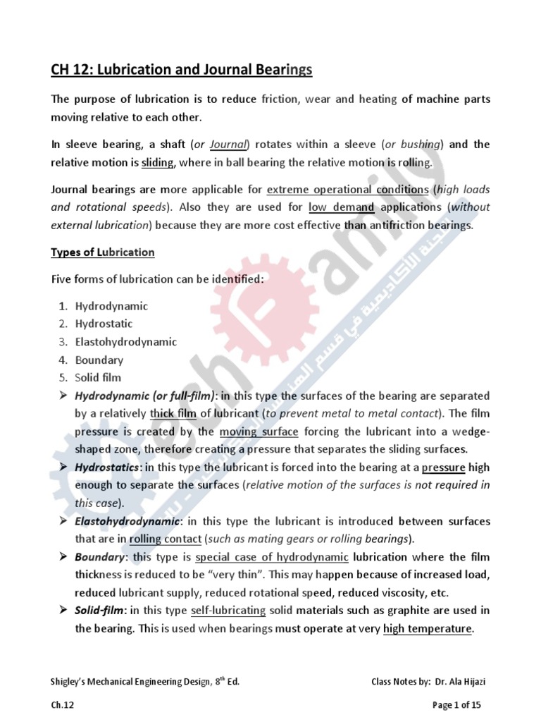 Notes Bearings PDF | PDF | Bearing (Mechanical) | Classical Mechanics