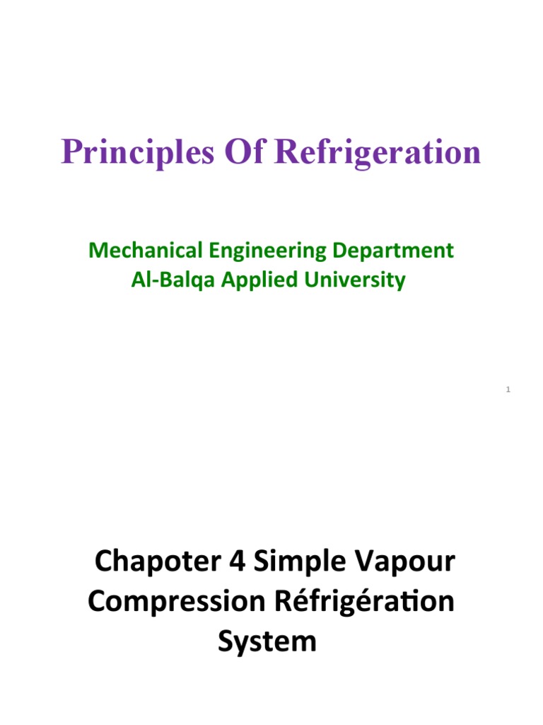 Chapter 4-Simple Vapour Compression Refrigeration System | PDF ...