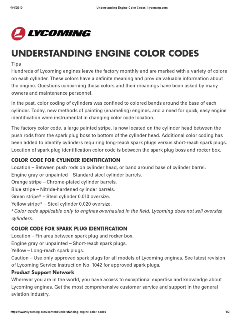 Understanding Engine Color Codes | PDF | Color