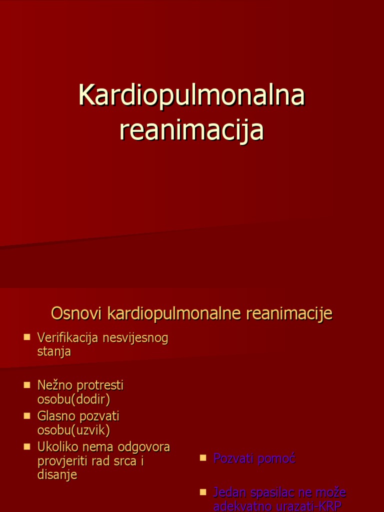 Kardiopulmonalna Reanimacija 1 | PDF