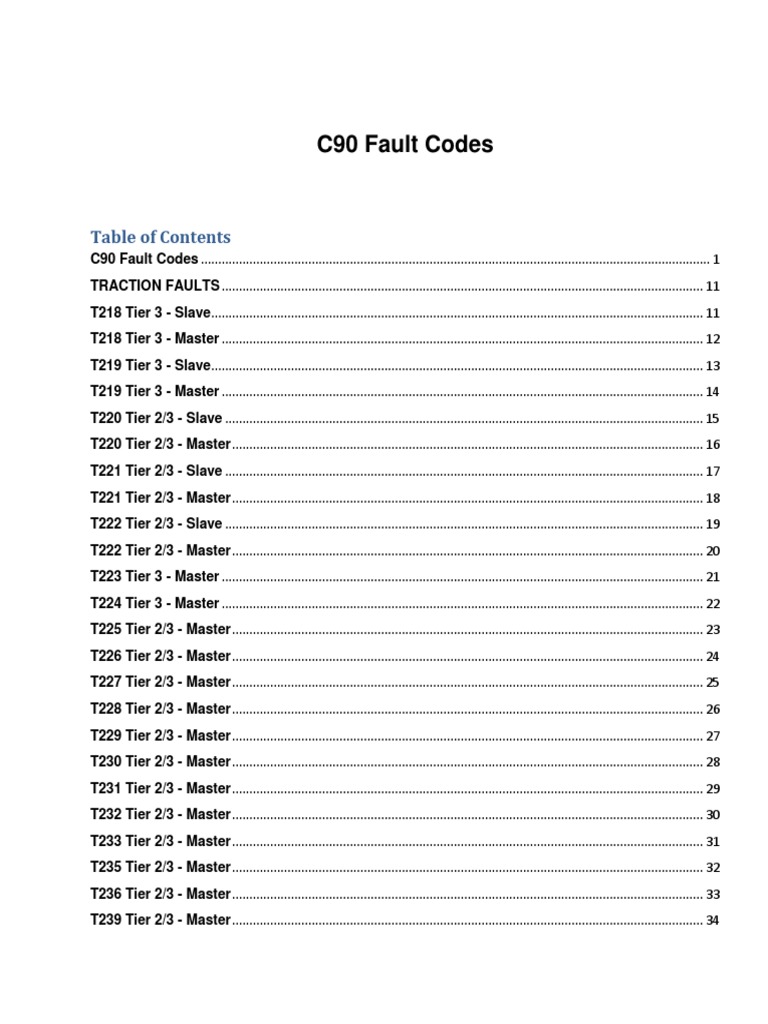 C90 Fault Codes | PDF | Computing | Computer Engineering