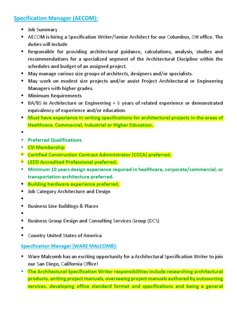 Specification Manager | PDF | Specification (Technical Standard ...